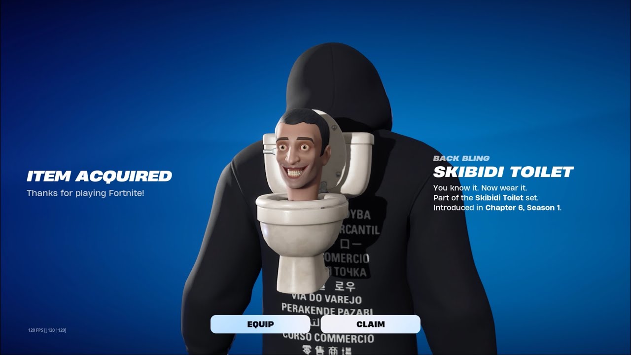 Buying the Skibidi Toilet backbling in Fortnite - YouTube