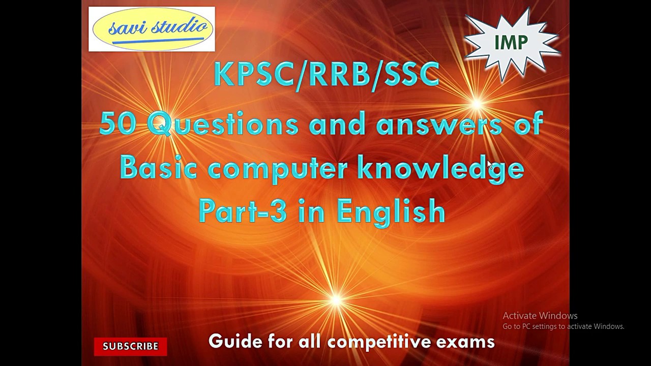 50 Important Questions and Answers in basic computer knowledge in ...