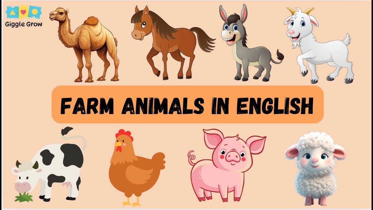 Farm Animals in English | Learn Farm Animals Names and Sounds | Learn ...