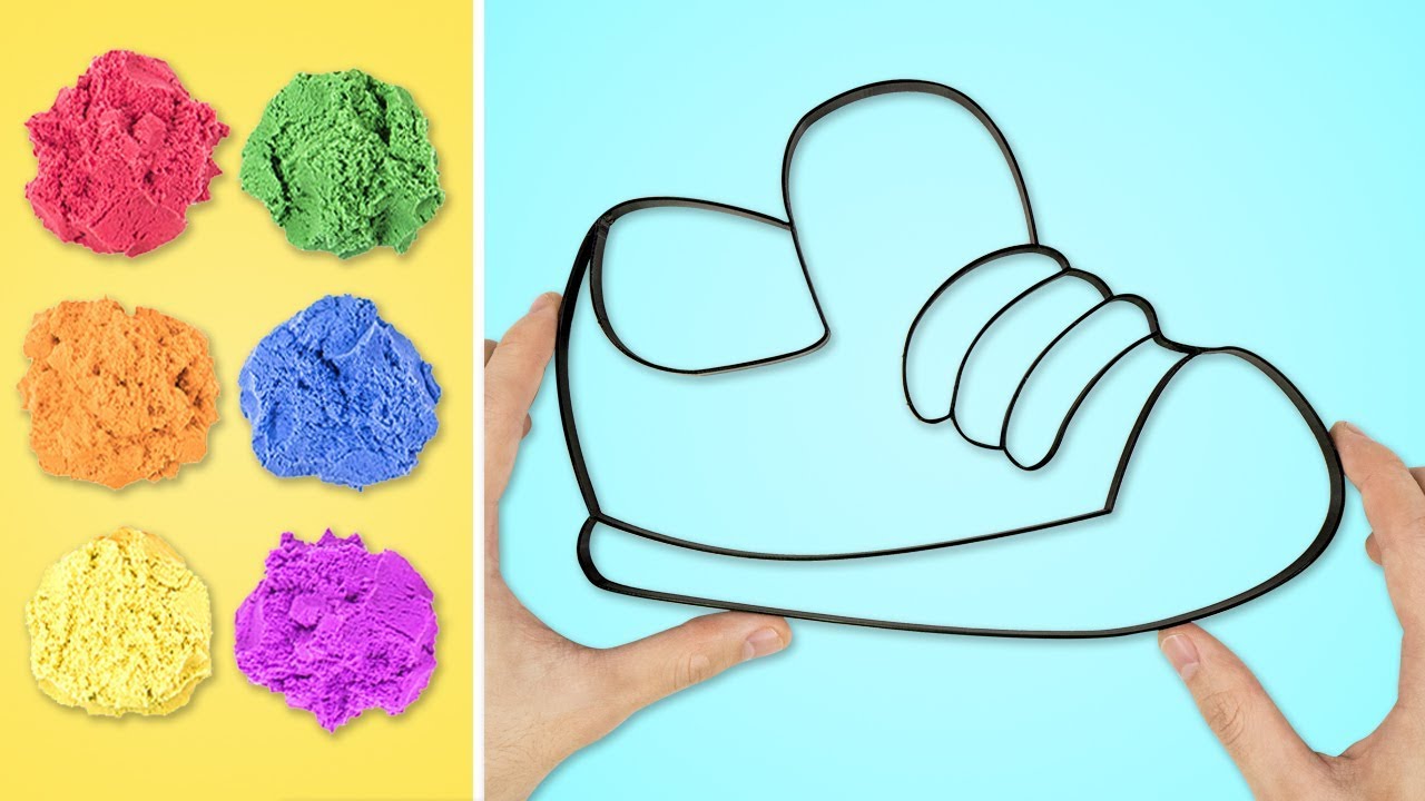 6 COLORS AMAZING KINETIC SAND FUNNY COLORING FOR KIDS - YouTube