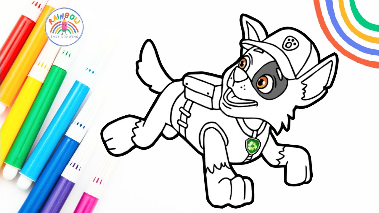 Draw PAW Patrol Tutorial | Rocky from PAW Patrol Drawing 🌈 🐶♻️ - YouTube