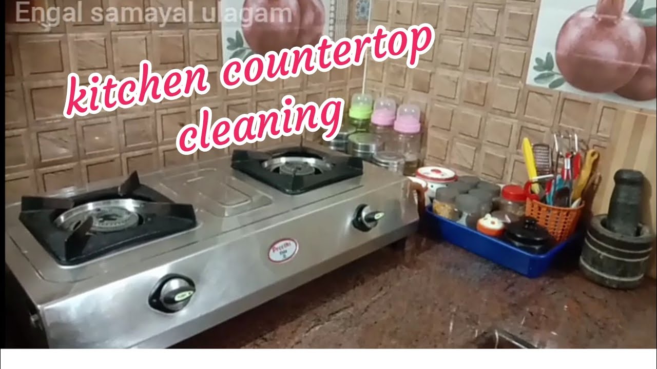 kitchen countertop cleaning /kitchen cleaning - YouTube