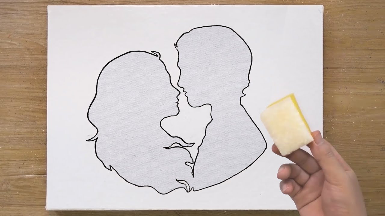 Grey Love / Sponge Painting Technique / Label Paper Sticker Painting ...