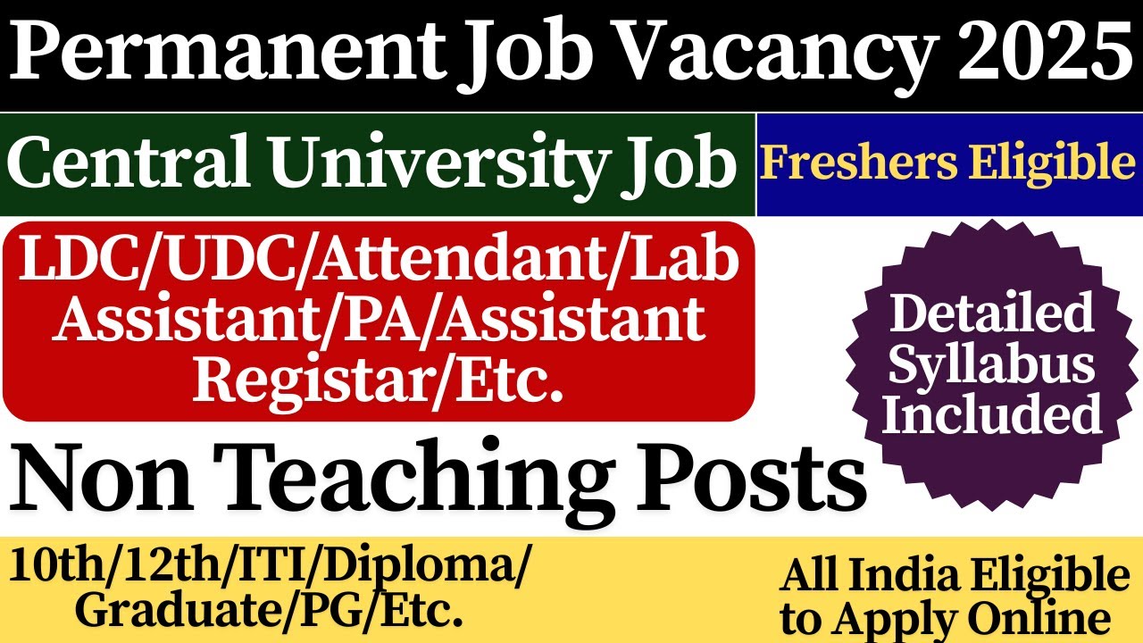💥 Central University Non Teaching Recruitment 2025 | 🎯 Group: A, B & C ...
