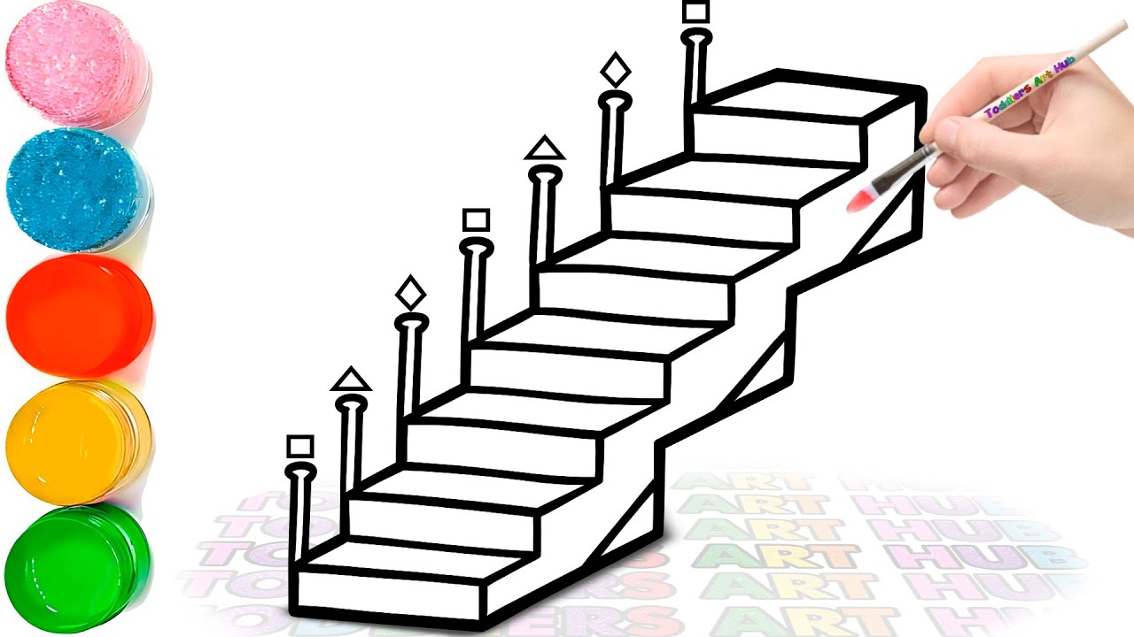 How to Draw a Staircase | How to Draw 3D Stairs | Rainbow Stairs ...