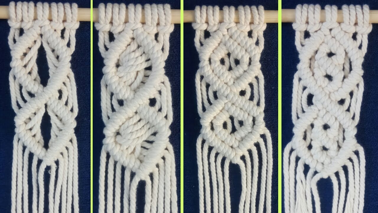 DIY Macrame | 4 Macrame Diamonds Knot Variations Tutorial - YouTube