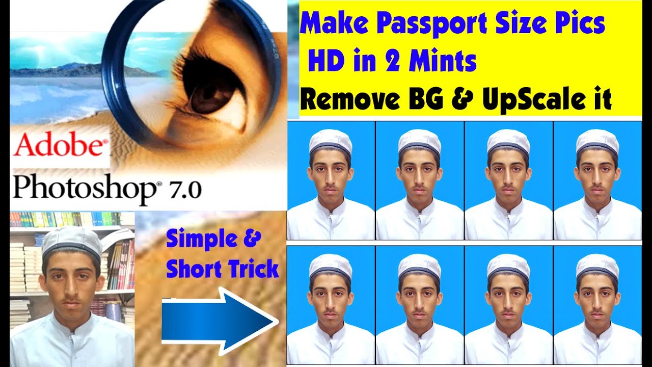 Passport Size 8 Pics Short HD Making Tips/ AdobePhotoshop Passport pics ...