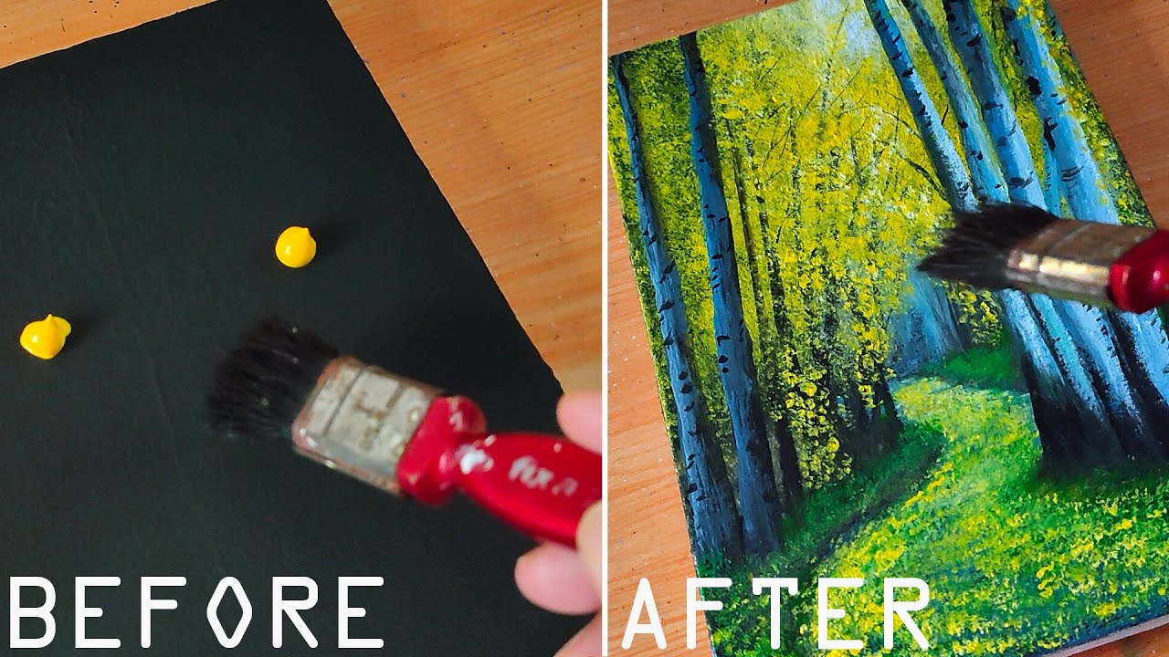 How to Paint Spring Forest Easily /Acrylic Painting Technique Step by ...