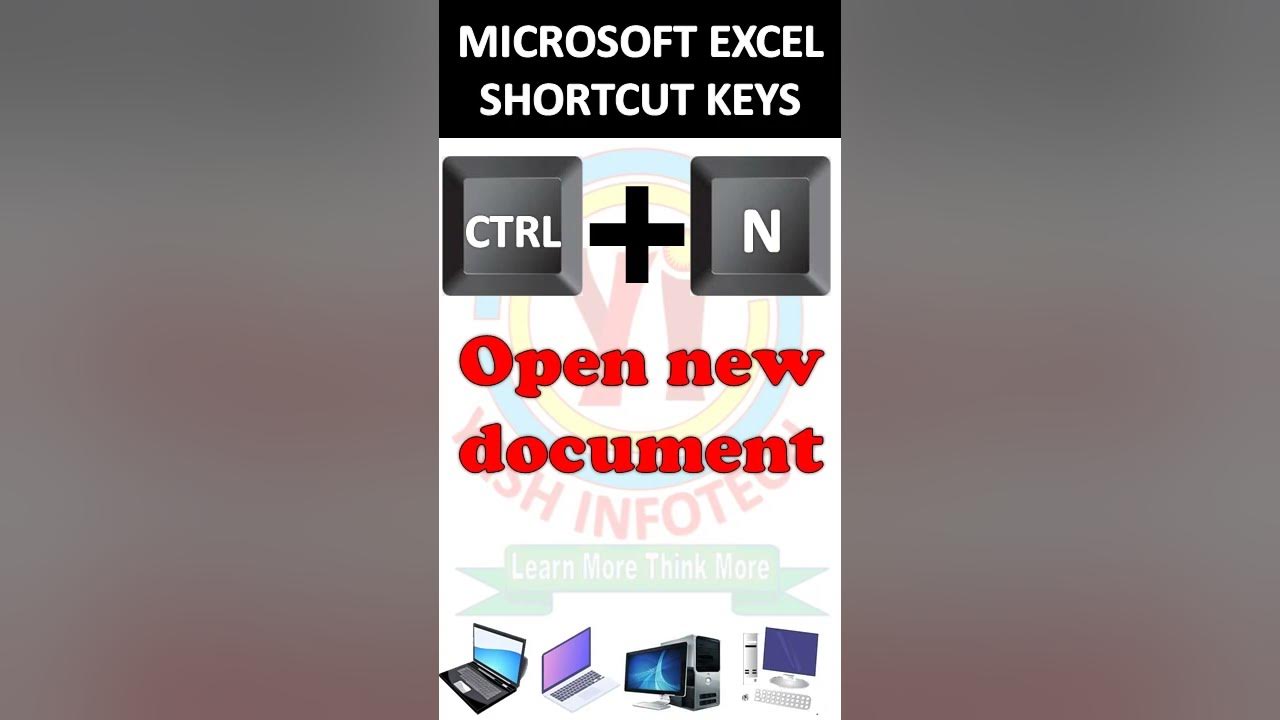 Ctrl + N – Open new document, MICROSOFT EXCEL SHORTCUT KEYS #computerknowledge #computergk - YouTube