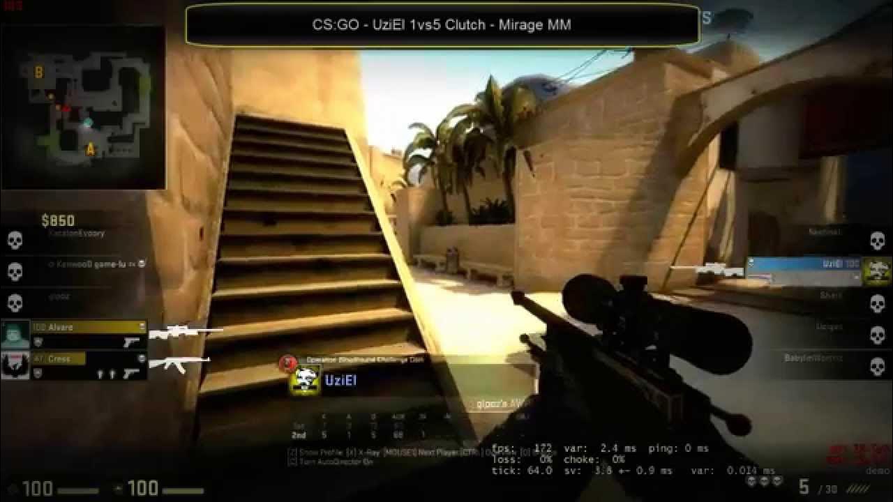 CS:GO - UziEl 1vs5 Clutch - Mirage mm - YouTube