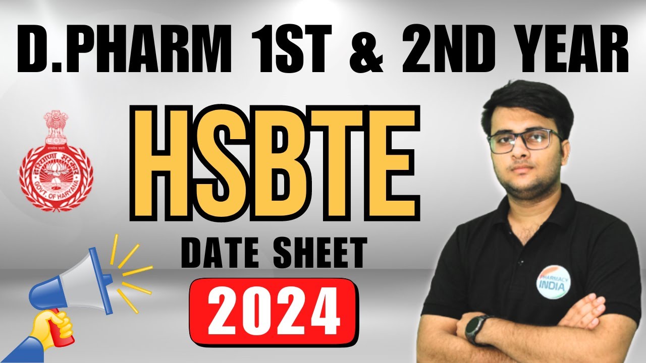 HSBTE DATESHEET 2024 | D.PHARMA 1 & 2 YEAR #hsbte #hsbtepharma - YouTube