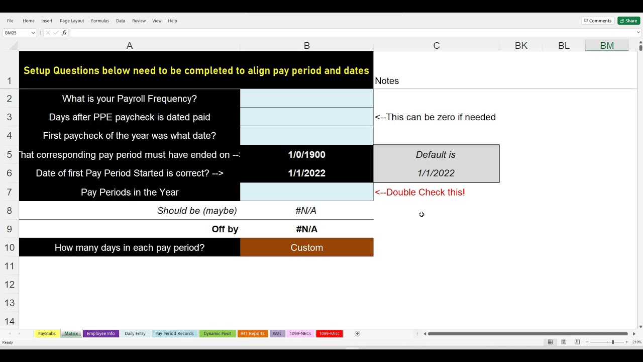 Payroll in Excel 2022 Tutorial: Pay Frequency, Paycheck Dates, Pay ...