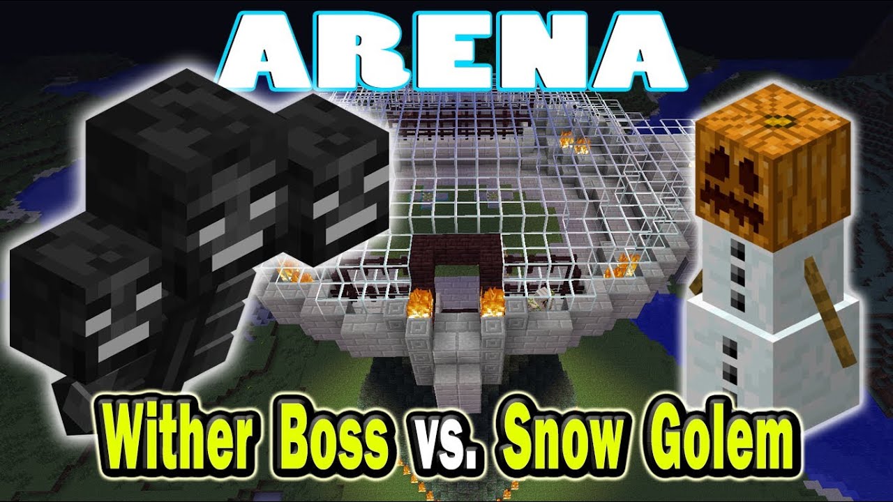 Minecraft Arena Battle Wither Boss vs. Snow Golem - YouTube