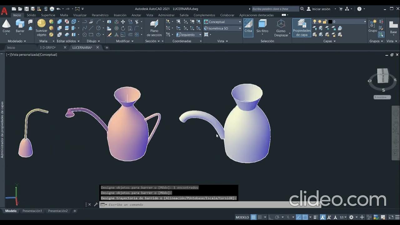 TUTORIAL DE COMO UTILIZAR LAS FUNCIONES DE MODELADO DE AUTOCAD 3D - YouTube