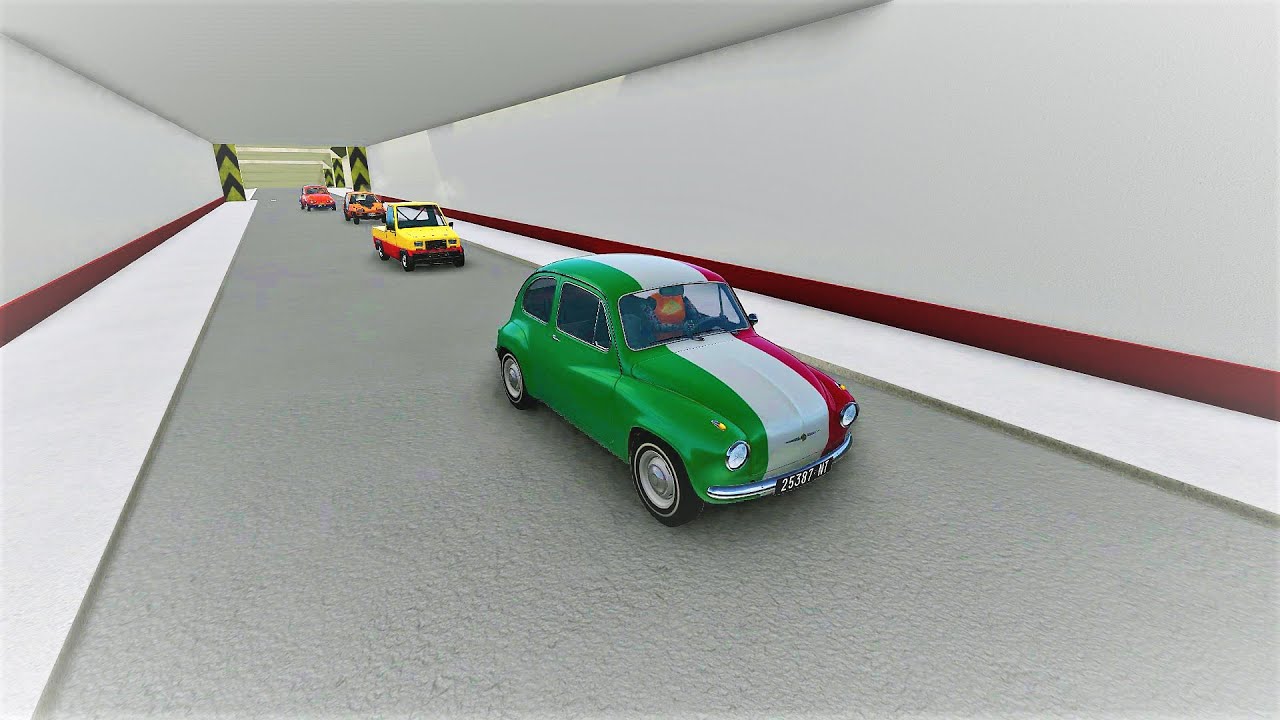 Mini cars jump through obstacles 03 | BeamNG drive - YouTube