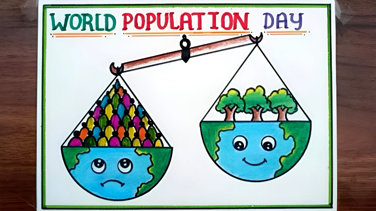 World Population Day Drawing Easy | World Population Day Drawing Poster ...
