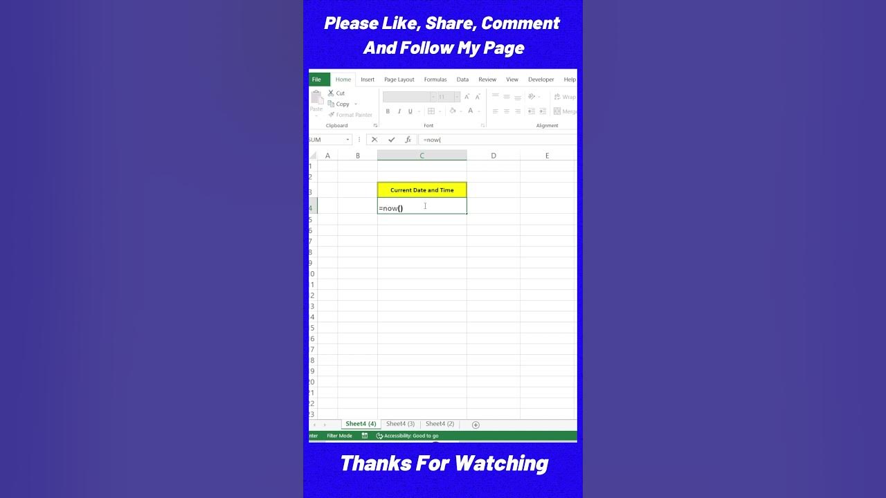 Excel Tutoring Learn How To Put Current Date And Time By Shortcut And Formula Excel