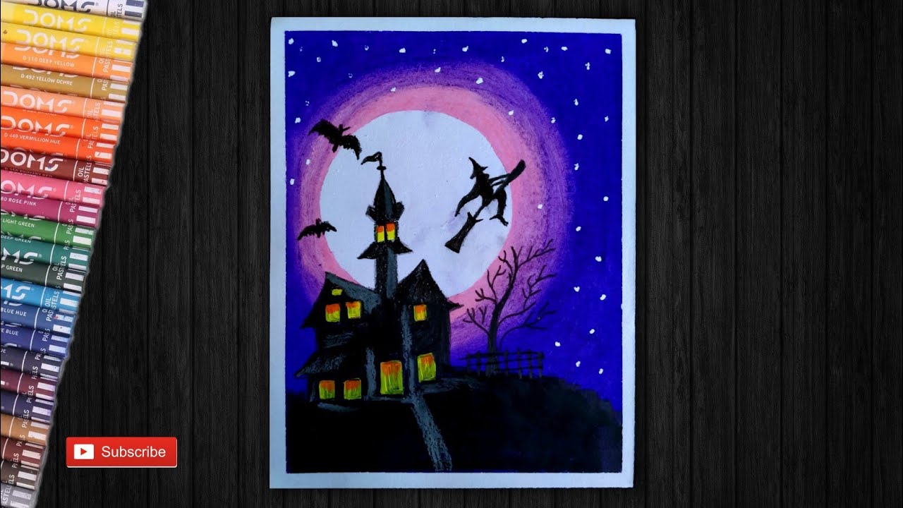 Halloween oil pastel drawing step_by_step easy drawing`` - YouTube