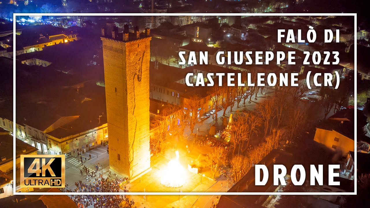 Falò di San Giuseppe Castelleone (CR) 2023 - DRONE - YouTube