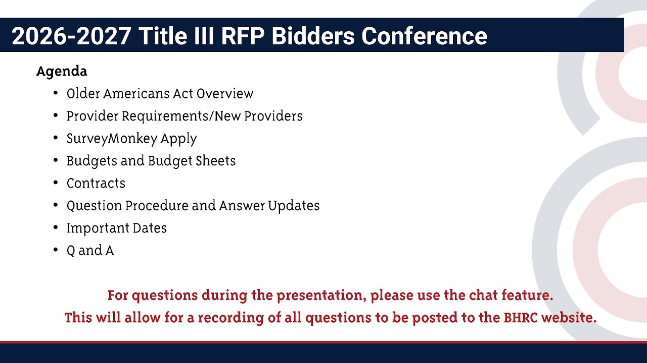 Bidders Conference: 2026-2027 Older Americans Act Title III Services ...