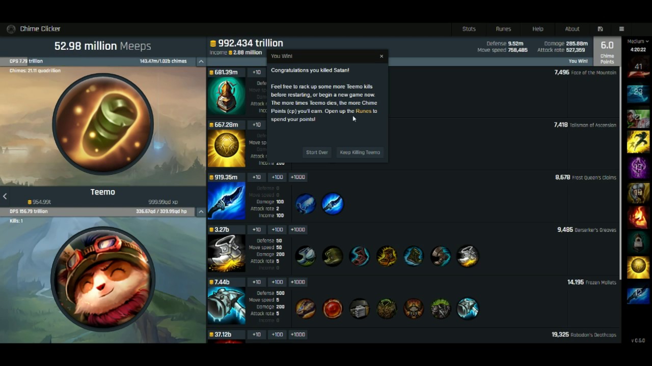 Chime Clicker - Defeating Teemo (Final Boss) - YouTube