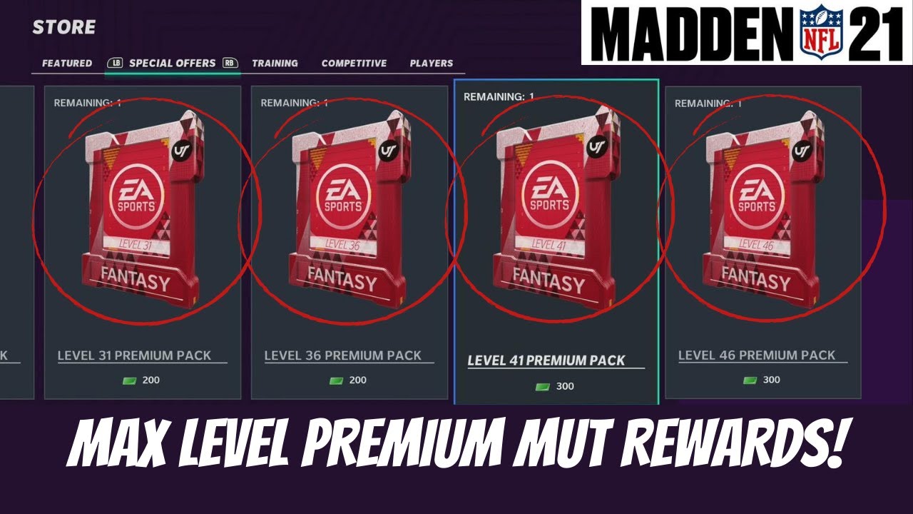 MAX LEVEL PREMIUM MUT REWARDS MADDEN 21! LEVEL 1-46 REWARDS! 600K COINS ...