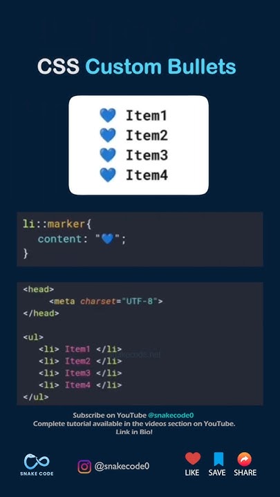 CSS Custom Bullets #html #css #coding #animation - YouTube
