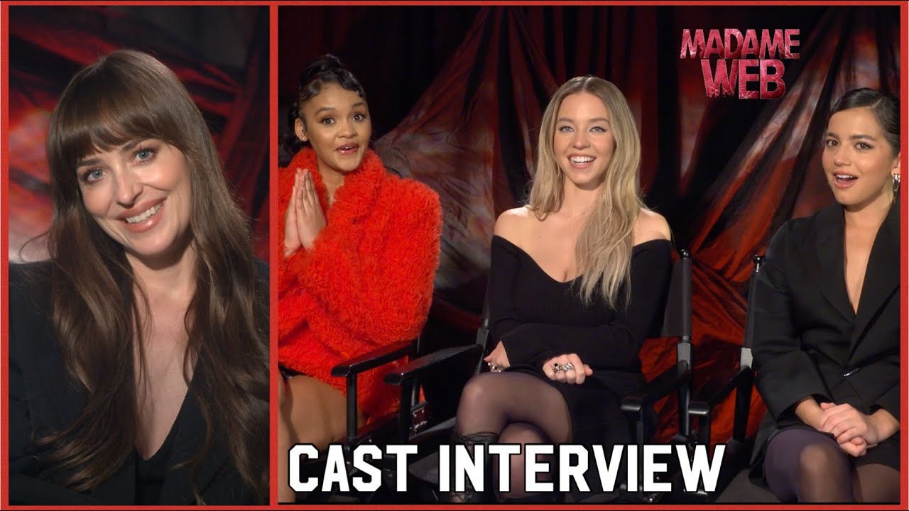MADAME WEB Cast Interview! Dakota Johnson, Sydney Sweeney, Isabela ...
