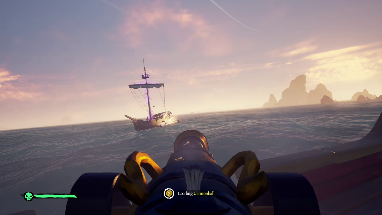 shooting chasing sloops in Sea of Thieves - YouTube