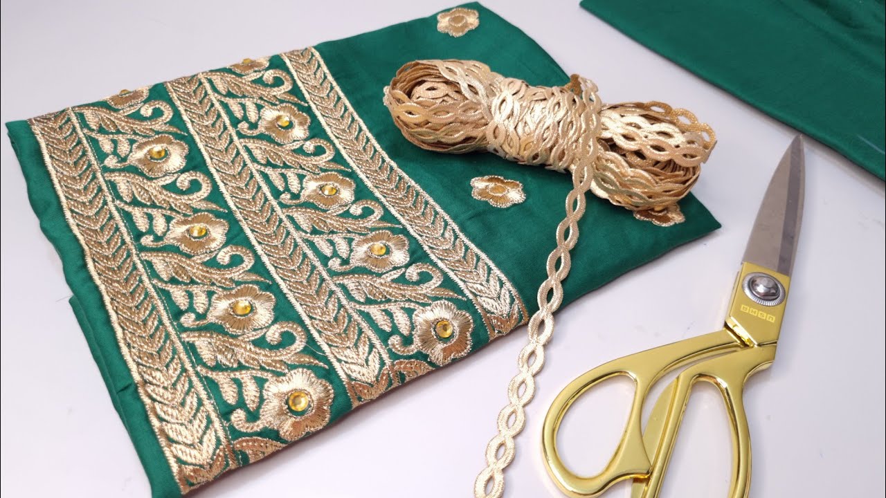 Embroidered border लगाकर बनाएं ख़ूबसूरत Trouser Design/ Learn Easy ...