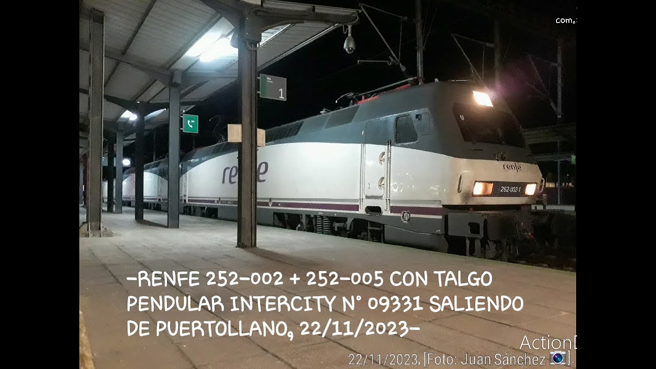 Renfe 252-002+252-005 l con Talgo P. Intercity Algeciras-Madrid saliendo Puertollano, 22/11/2023 ...