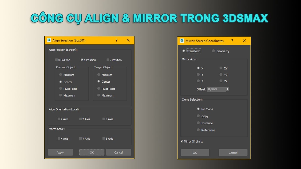 CÔNG CỤ ALIGN VÀ MIRROR TRONG 3DSMAX - YouTube