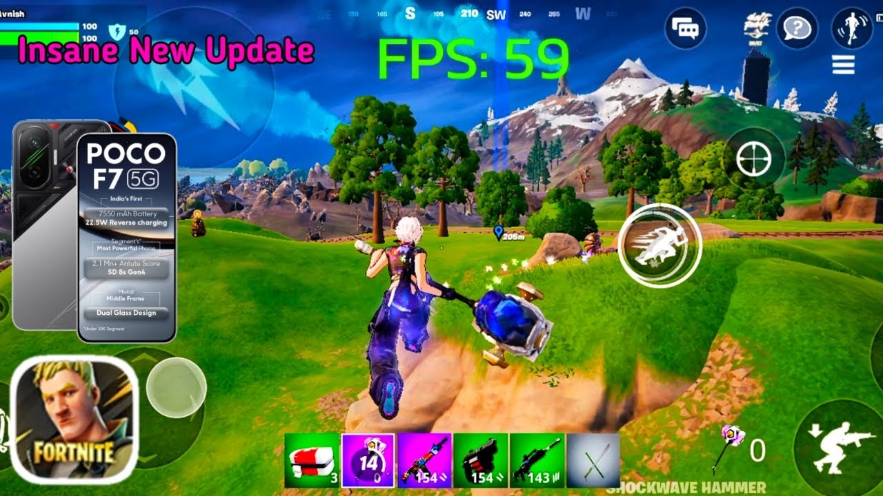Poco F7 60 FPS Fortnite Mobile Gameplay Test,Fortnite Mobile New Update ...