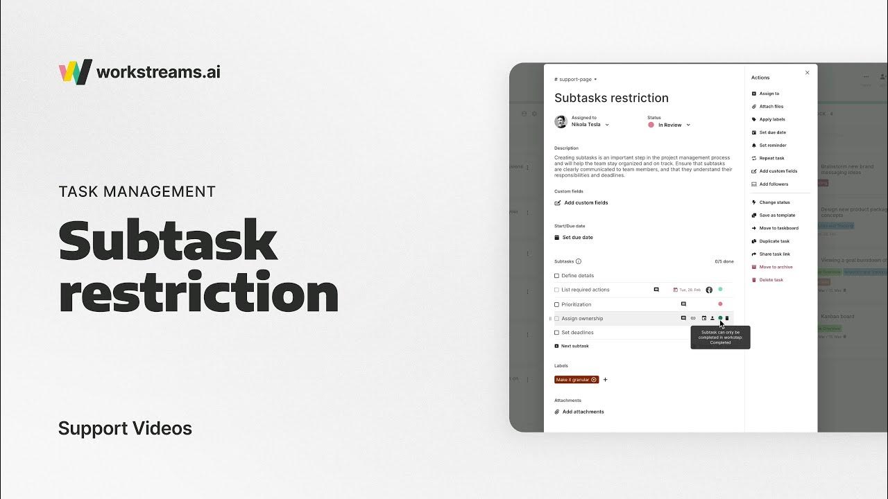 Workstreams.ai Support | How To Restrict Subtask Completion To A Specific Workstep - YouTube