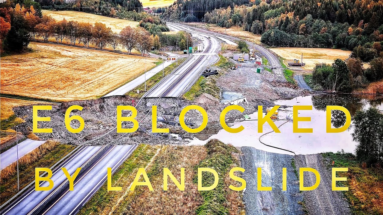 E6 blocked by landslide - YouTube