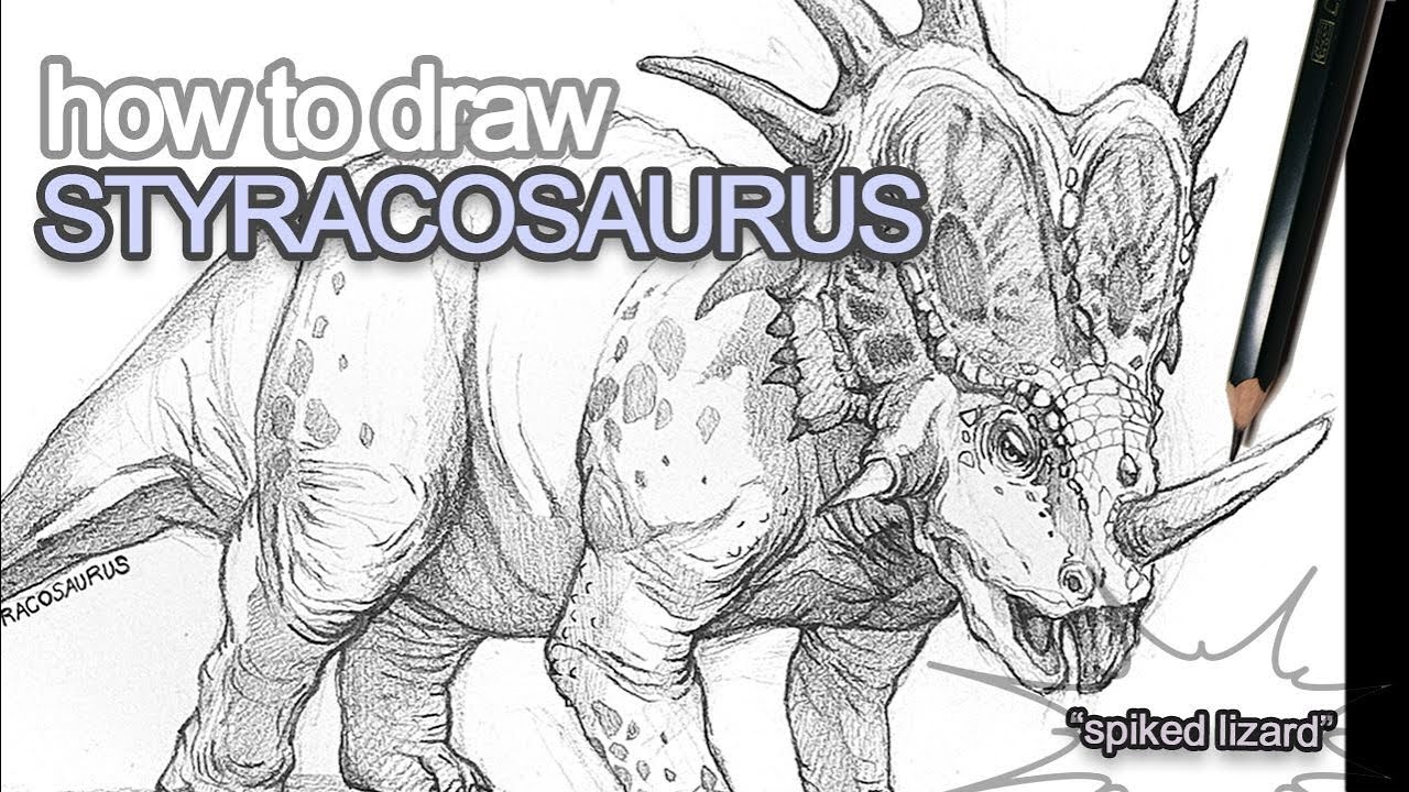 How to draw the prehistoric monster styracosaurus - YouTube