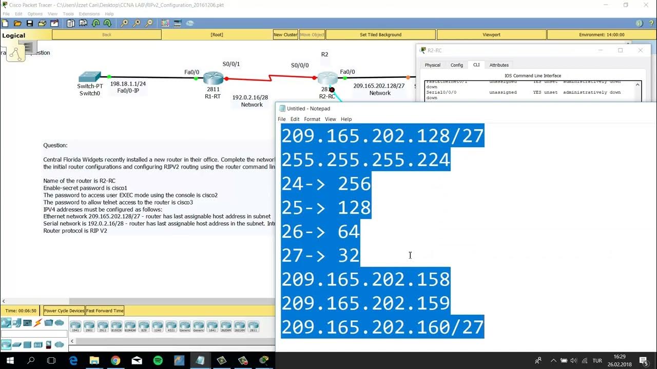 CCNA Lab Soruları 1 Rip V2 Yapılandırma Sorusu - YouTube