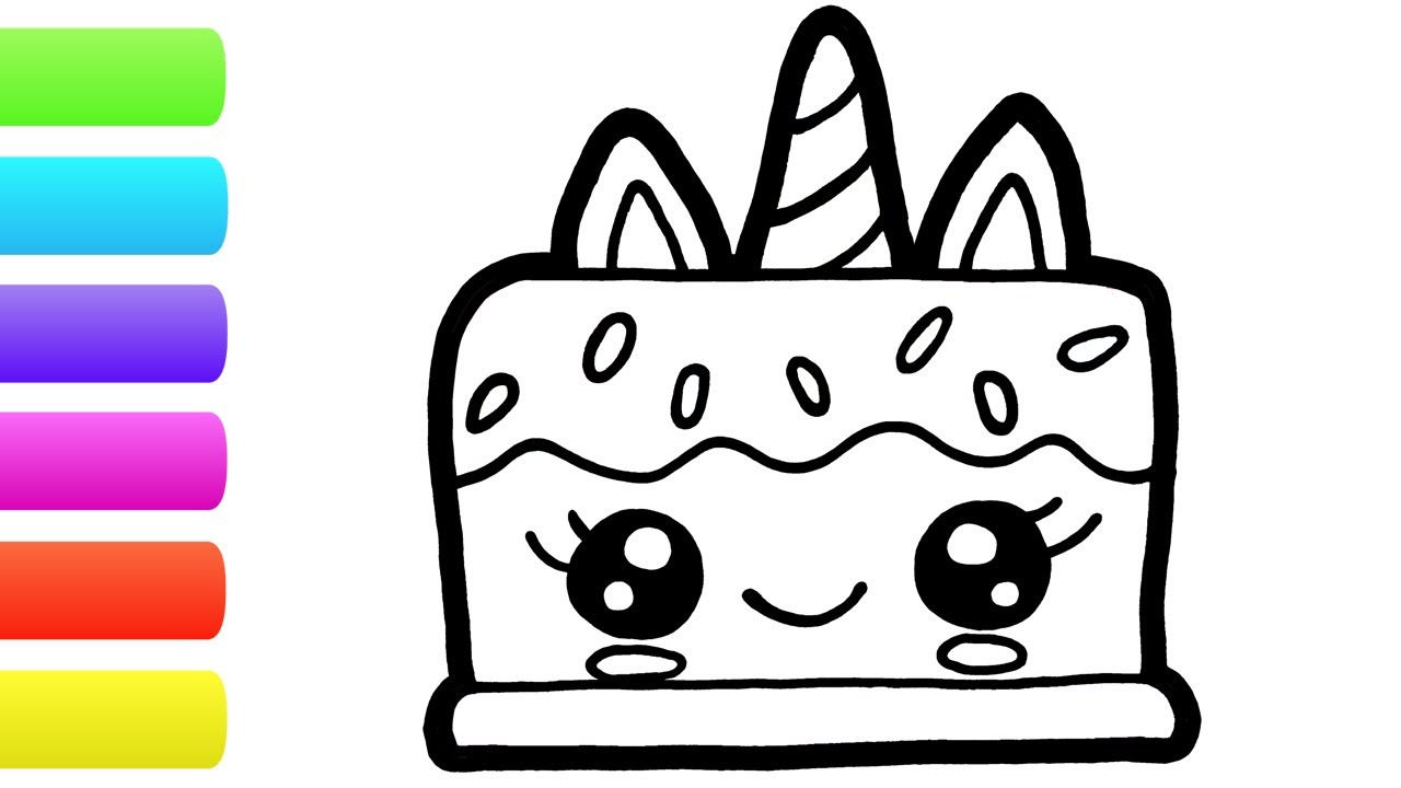 Cute Cake Tutorial How to draw a cute birthday cake - YouTube