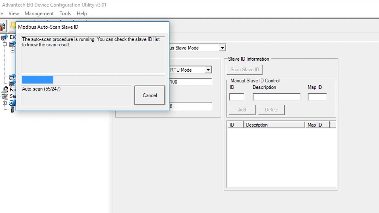 ADAM 4572 Autoscan Modbus RTU slaves - YouTube