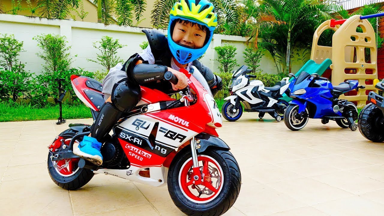 Yejun play and ride a super bike for kids with power wheels - YouTube