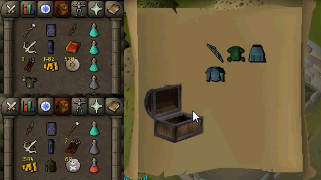 Runescape 2007 - Loot From 5 Level 3 Clue Scrolls + 3 Good Barrows ...