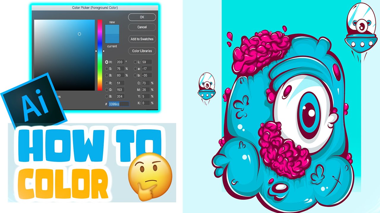 How to color mascot design Tutorial. detail video adobe illustrator ...