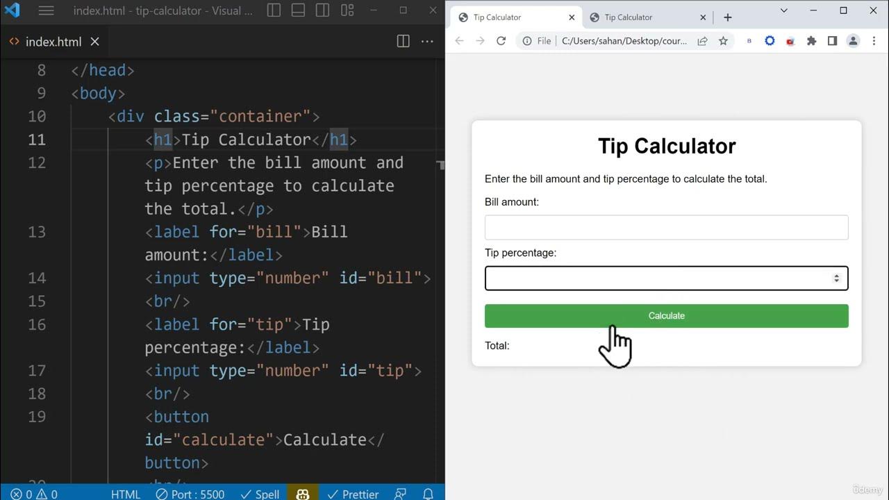 Creating an HTML Tip Calculator - YouTube