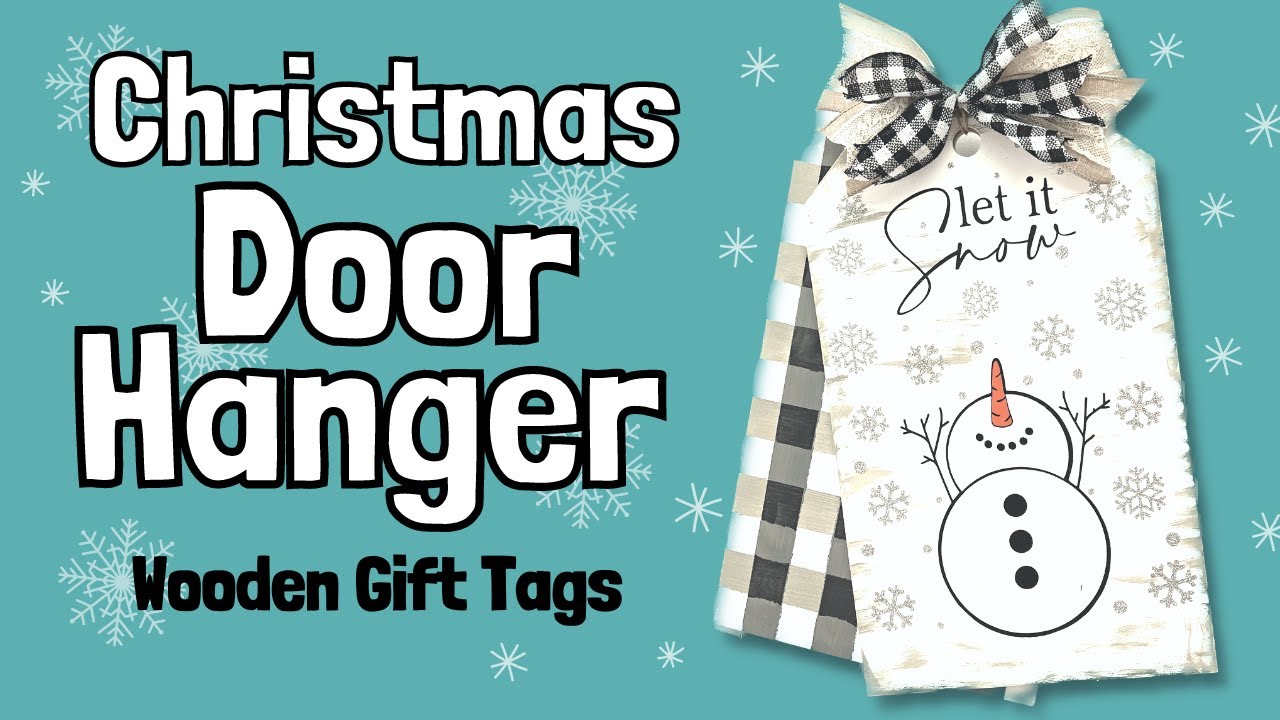 DIY Christmas Gift Tag Door Hanger | Holiday Decor | Wood Gift Tag Sign ...