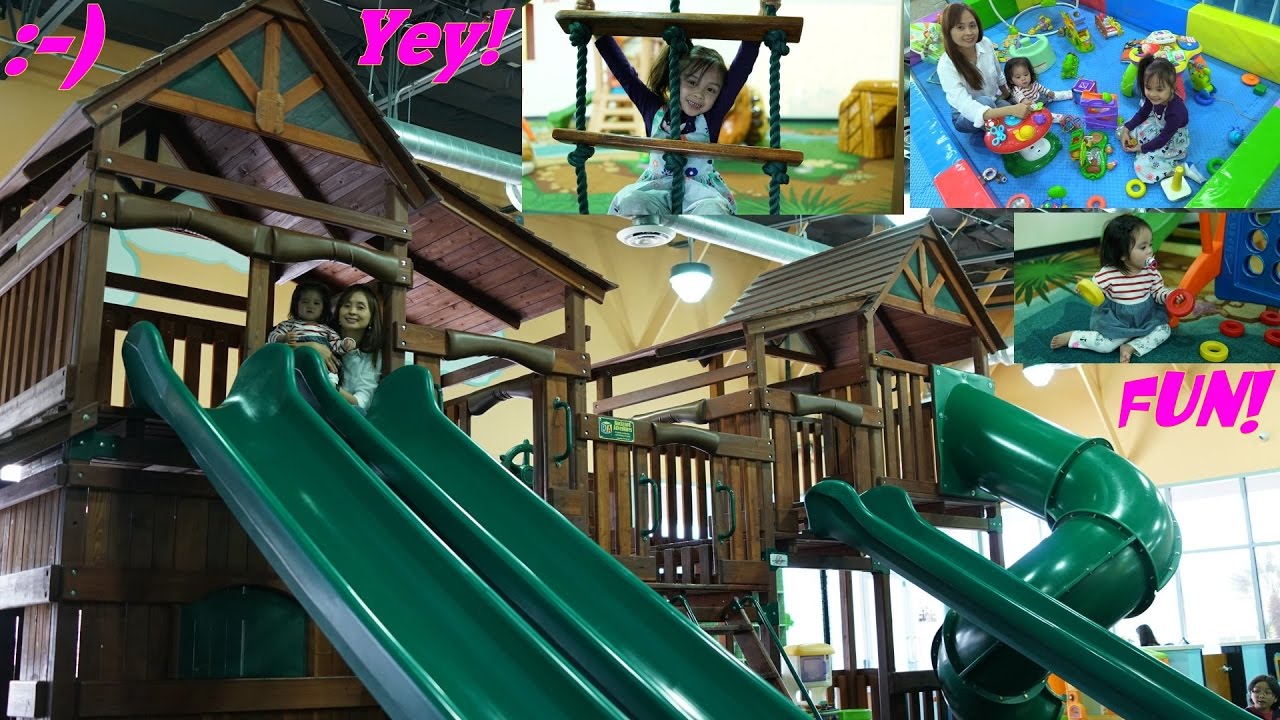 Family Indoor Playground Playtime! Wooden Slides, Bouncer, Kitchen ...