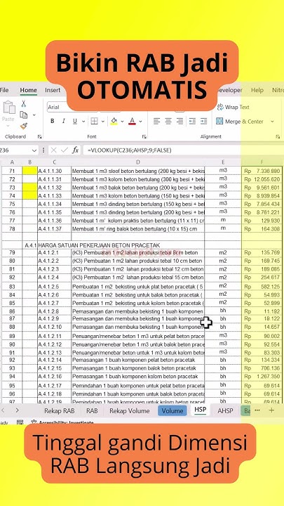 Perhitungan rab otomatis rumah 1 lantai - YouTube