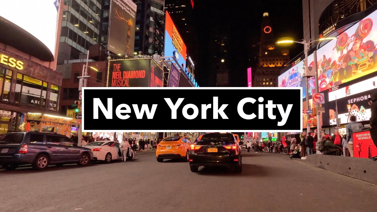 4K NIGHT DRIVE to NEW YORK CITY via Lincoln Tunnel / Times Square / FDR ...