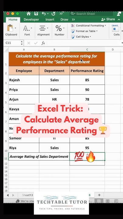 Boost Your Skills! 📈 How to Calculate Average Performance Rating in ...