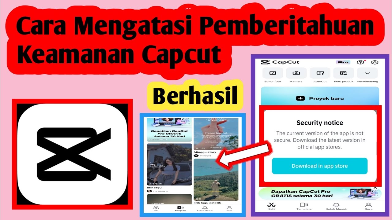 Cara Mengatasi Pemberitahuan Keamanan Capcut | Cara Atasi Security Notice Capcut - YouTube