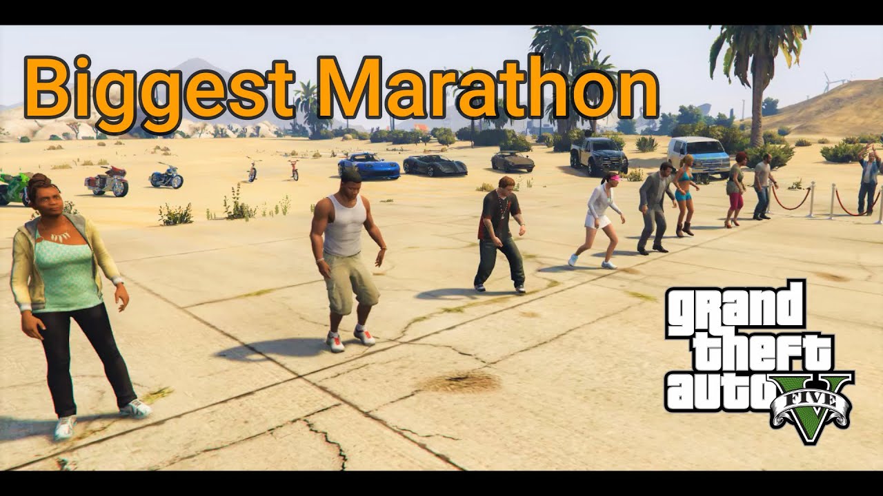 GTA5 - Main Characters and their Family members Biggest Running Race ...